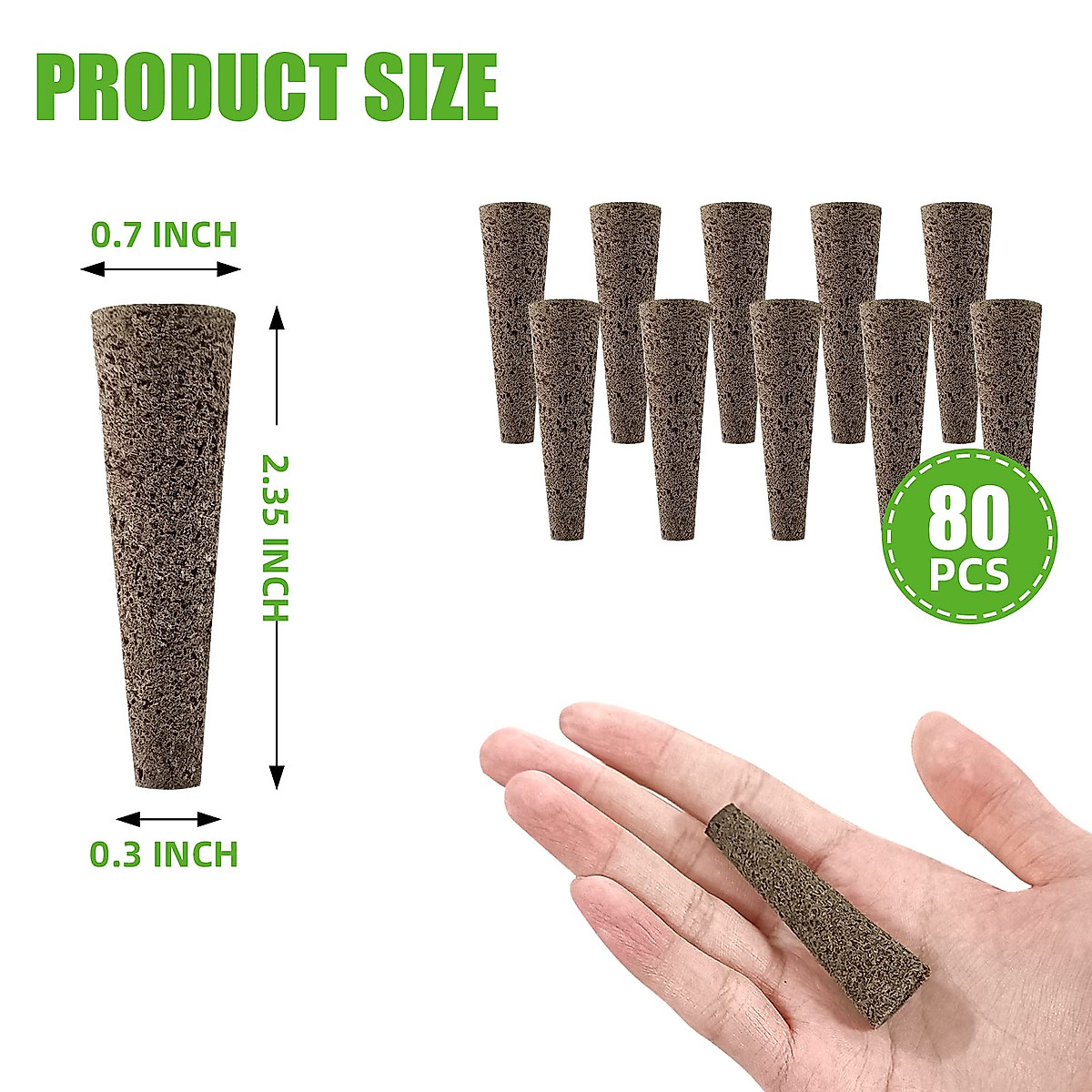 POUYRBA Grow Sponges, 80pcs Brown Peat Soil Hydroponic Sponges Rock Wool for Hydroponic Growing Hydroponic Pods for Breeding Seeds