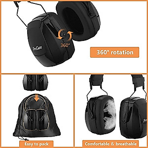 ProCase Noise Reduction Ear Muffs, NRR 28dB Shooters Hearing Protection Headphones Bundle with NRR 35dB Professional Noise Cancelling Ear Defenders for Construction Work Shooting Range Hunting