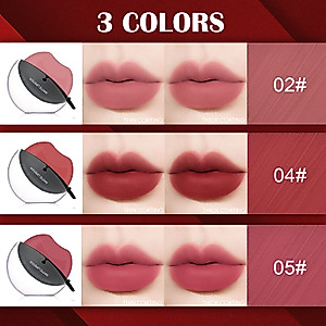 DAGEDA 3 Colors Matte Lipstick Set, Matte Velvet Lipstick Lip Shape Lazy Lipstick, Long Lasting High Pigmented Non-stick Cup Lip Gloss, Waterproof Easy to Color Lipstick Lazy Lip Makeup (Color A)