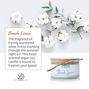 BB Candles Coastal Essentials Natural Soy Hand Poured Candle, Beach Linen Scent, Fragrant Coastal Candle with Strong Scents, Artisan Candle, 4oz, 30+ Hours Burn Time