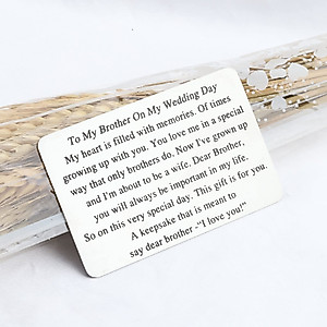 UJIMS Brother Metal Wallet Insert Card from Sister To My Brother On My Wedding Day Jewelry for Brother In Law Deployment Gift for Him (Brother Metal Wallet)