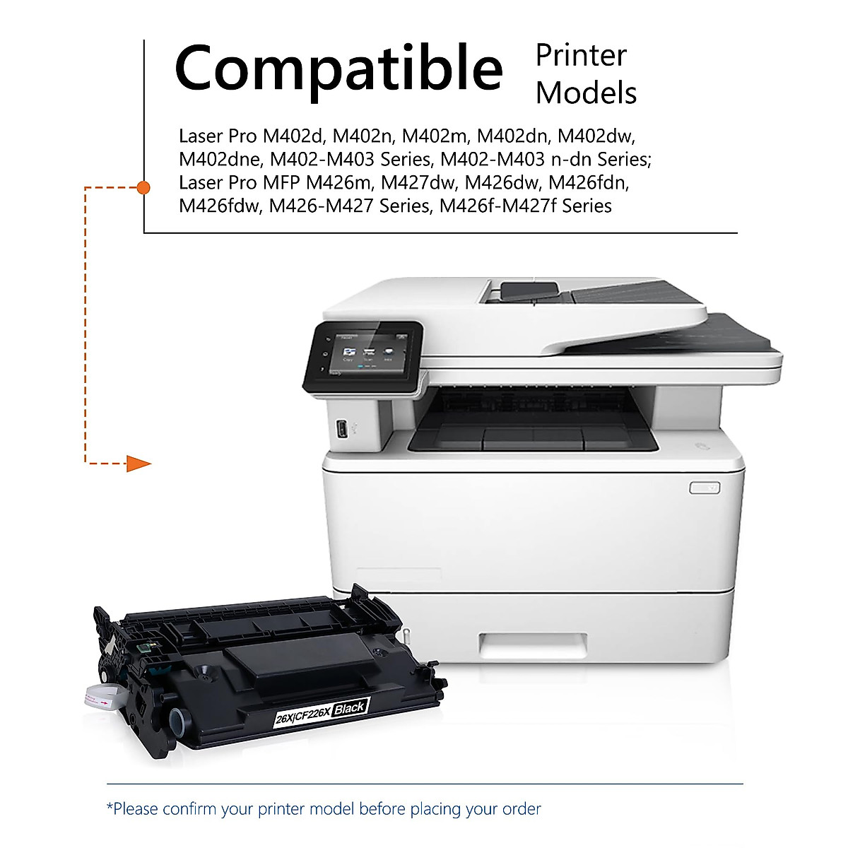 CF226XD 26X Black High Yield Toner Cartridge with Chip 2-Pack, 26X Toner Replacement for HP 26X Toner 26A CF226A Compatible with Laser Pro M402-M403 Series; MFP M426-M427, M426f-M427f Series Printer