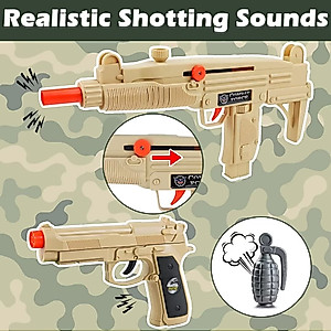 deAO Army Costume for Boys, Military Soldier Gear Accessories with Uniform Helmet and Storage Backpack Halloween Army Combat Costume Police Set Dress Up Toys for Kids Girls