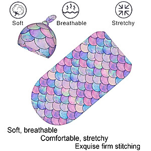 Jarverce Swaddling Blanket for Baby, Soft Sleeping Bag, Sack for Newborn Boys Girls, Unisex Baby Stuff, Mermaid