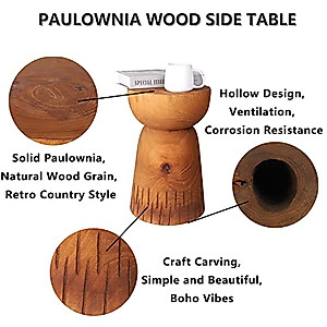 Athaliah Wood Side Table Stump End Table,19”H Rustic Wood Stump Side Table Stool,Wooden Round Side Table Stool Wooden Tree Stump End Table for Garden Patio Lawn Home Decor