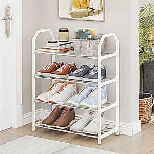 Return Pallets for Sale Liquidation, Shoe Rack 4 Layer, Shoe Organizer for Entryway, Storage Shoe Shelf with 4 Tiers Metal Shelves, Assembled Shoe Rack for Bedroom, Closet, Entry, Hallway