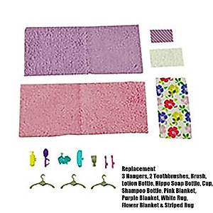 Replacement Parts for Barbie Dreamhouse Dollhouse - GRG93 ~ Barbie Size Accessories ~ Bathroom Supplies, Blankets and Rugs