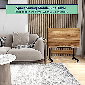 Laptop Cart 31.5" Mobile Table Movable Sofa Side Table with Tilt Tabletop Portable Tray Table for Home Office Height Adjustable Notebook Computer Workstation with Lockable Wheels (Oak)