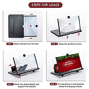 Zoylofg 14'' Phone Screen Magnifier,3D HD Anti-Blue Light Screen Amplifier,Folding Stand Holder Portable for Movie Video,Compatible with All Smartphones(Black)