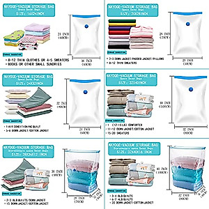 Nayoge Space Saver Vacuum Storage Bags Vacuum Sealed for Clothes,Comforters and Blanketes with Hand Pump,80% More Storage,Variety（Include 3D Bags）Pack of 6