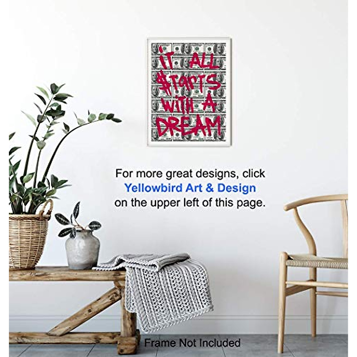 Office Wall Art, Home Decor - Motivational 8x10 Poster Print in Graffiti, Street Art, Mural Style - Unique Room Decorations and Gift for Entrepreneur - Unframed Photo