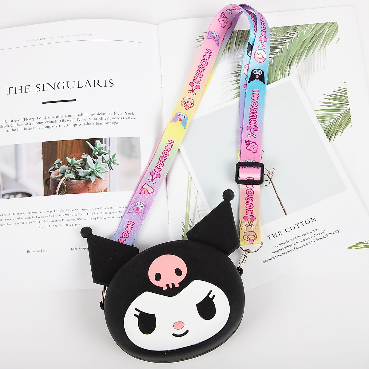 Kawaii Crossbody Bag - Black Rabbit Anime Purse Cute Coin Purse with Adjustable Shoulder Strap,Mini Black Wallet for Valentine's Day Birthday Gift
