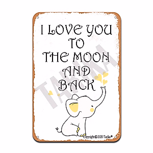 I Love You to The Moon and Back Tin 20X30 cm Retro Look Decoration Painting Sign for Home Kitchen Bathroom Farm Garden Garage Inspirational Quotes Wall Decor