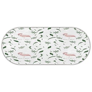 Tavisto Flamingo Green Fluffy Oval Shaggy Rugs for Bedroom Aesthetic Plush Floor Mat - Soft and Absorbent - Ideal for Living Room,Home Decor, and Playrooms