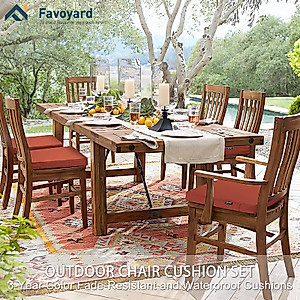 Favoyard Outdoor Chair Cushions 19"W x 19"D x 2"T Set of 4 Patio Chairs Cushions 3-Year Fade Resistant & Waterproof Cushions for Outdoor Furniture with Hidden Zipper, Attach Straps for Dining Chairs