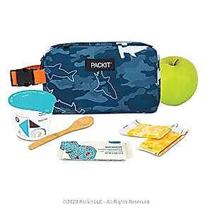 PackIt Freezable Snack Box, Camo Shark, Built with EcoFreeze Technology, Collapsible, Reusable, Zip Closure with Buckle Handle, Great for Fresh Snacks on the go