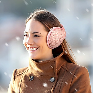 Ficerd 4 Pieces Unisex Warm Knit Earmuffs Furry Fleece Winter Ear Muffs Foldable Ear Covers Soft Pure Color Ear Warmer for Women Men Outdoor Activities