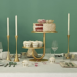 Vivevol 2 Tier Gold Cake Stand, Round Cupcake Stand for Parties, 10/8 Inch, Metal