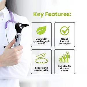 Cynamed Otoscope Cover, Otoscope Specula Tips, Plastic Speculum Disposable, Pack of 50 2.5/4 mm Disposable Otoscope Covers