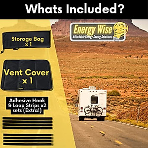 Energy Wise Universal Blackout RV Vent Insulator 16"x16", Magnetic & Foldable RV Insulation with Reflective Surface, Instantly Block Heat & Light, Black/Silver, Comes with Storage Bag