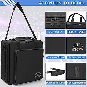 IBVIVIC 8 Par Spotlight Bag Stage Lighting Storage Bag 5/16'' Padded 8 Par Lights Bag with Dividers, Handle, Strap, Black