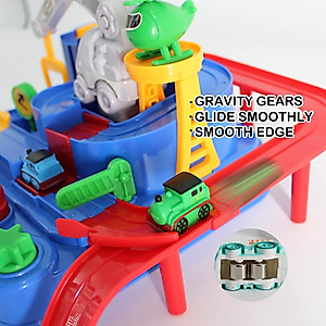 MerryJoy Kids Car Adventure Toy, Train Track Toys Puzzle Rail Car Race Parking Rescue Preschool Educational Cars for 3 4 5 6 7 8 Year Old Boys