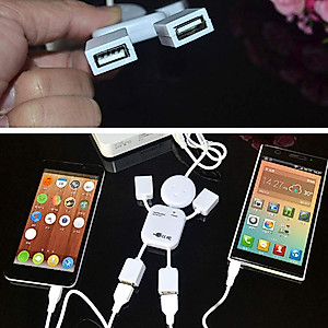 Trusway Portable USB Multiport Cartoon Human-Shaped with 4 Ports 480Mbps USB 2.0 Expansion Hub Splitter Adapter Compatible with PC Laptop Computer White