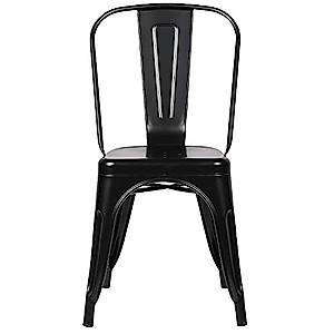 BubbleDragon Set of 4 Metal Outdoor Chairs for Indoor & Outdoor Dining Chair Patio Chairs Navi Kitchen Restaurant Stable Metal Chairs (Black)