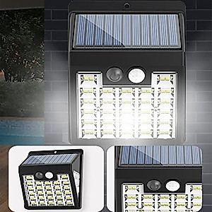 Led Solar Street Light Outdoor - IP65 Waterproof Outdoor Solar Powered Street Lights, Dusk to Dawning with Motion Sensor LED Floods Light for Parking Lot, Drive-Way