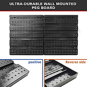 WISION Wall Mounted Storage Bins, 30 Wall Mount Tool Organizer Bins Parts Rack Container, Easy Access Compartments For Tools, Hardware, Crafts, Office Supplies And More, Blackred