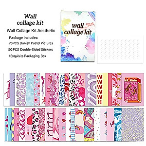 MATJOE 70pcs Wall Collage Kit Aesthetic Pictures- Western Photo Wall Collage Kit Prints 4x6 inch, Mini Posters Bedroom DIY Teen Girls Trendy Stuff Room Decor (Pink)