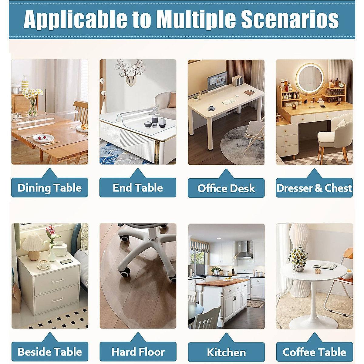 OstepDecor Clear Table Protector 40 x 76 Inch, 1.5mm Thick Table Cover Protector Rectangle, Waterproof Plastic Tablecloth Cover, Clear Tablecloth Protector, PVC Table Mat Pad for Kitchen Wood Table