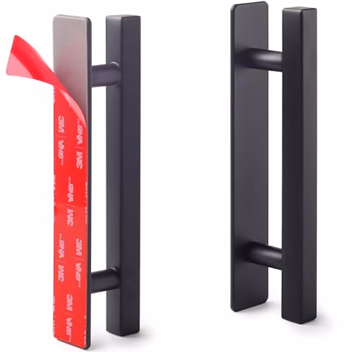 RVPEKUPE Adhesive Cabinet Handles Adhesive Door Handle Self Stick Drawer Pulls Stick on Handles for Cabinets Sliding Shower Door Handle, Peel and Stick Cabinet Pull - 6", 2 Pack, Black