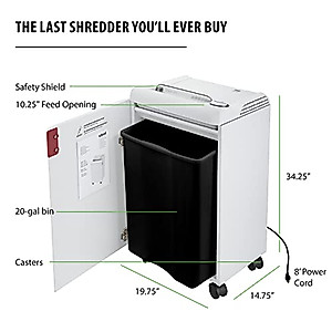 ideal 2503 Strip Cut Centralized Office Paper Shredder, Continuous Operation, 19-21 Sheets, 20 Gallon Bin, Shred Staples/Paper Clips/Credit Cards/CD/DVDs, 3/4 HP Motor, P-2 Security Level