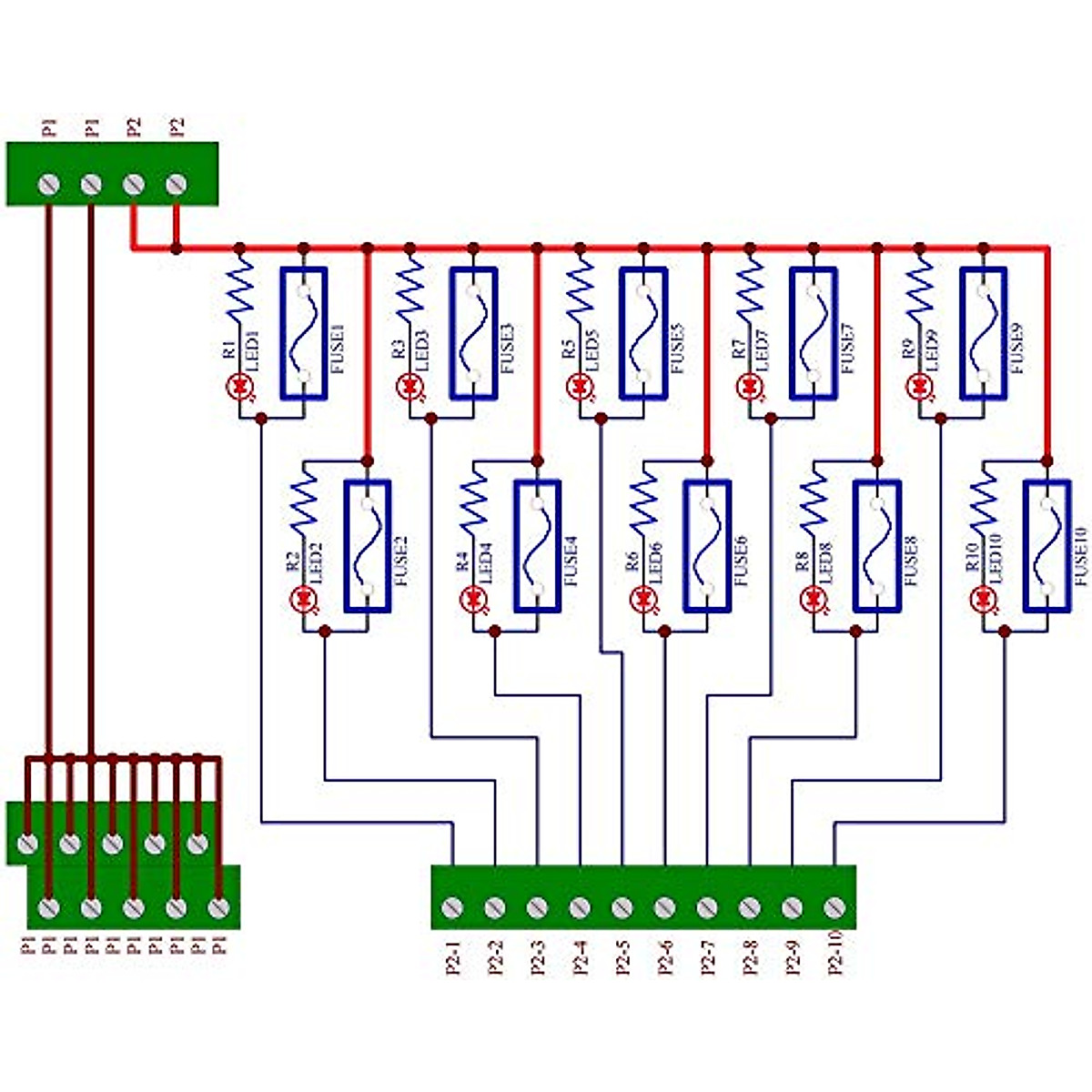 Electronics-Salon Panel Mount 10 Position Power Distribution Fuse Module Board, for AC/DC 5~32V