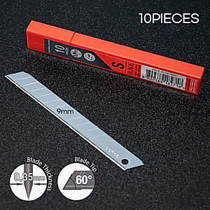 DORCO Professional S403 9mm Snap-Off Cutter Knife + Precision 9mm (11 Blades) | Premium Quality Aluminum Die-Cast Body | Auto-Lock & Safety Block System