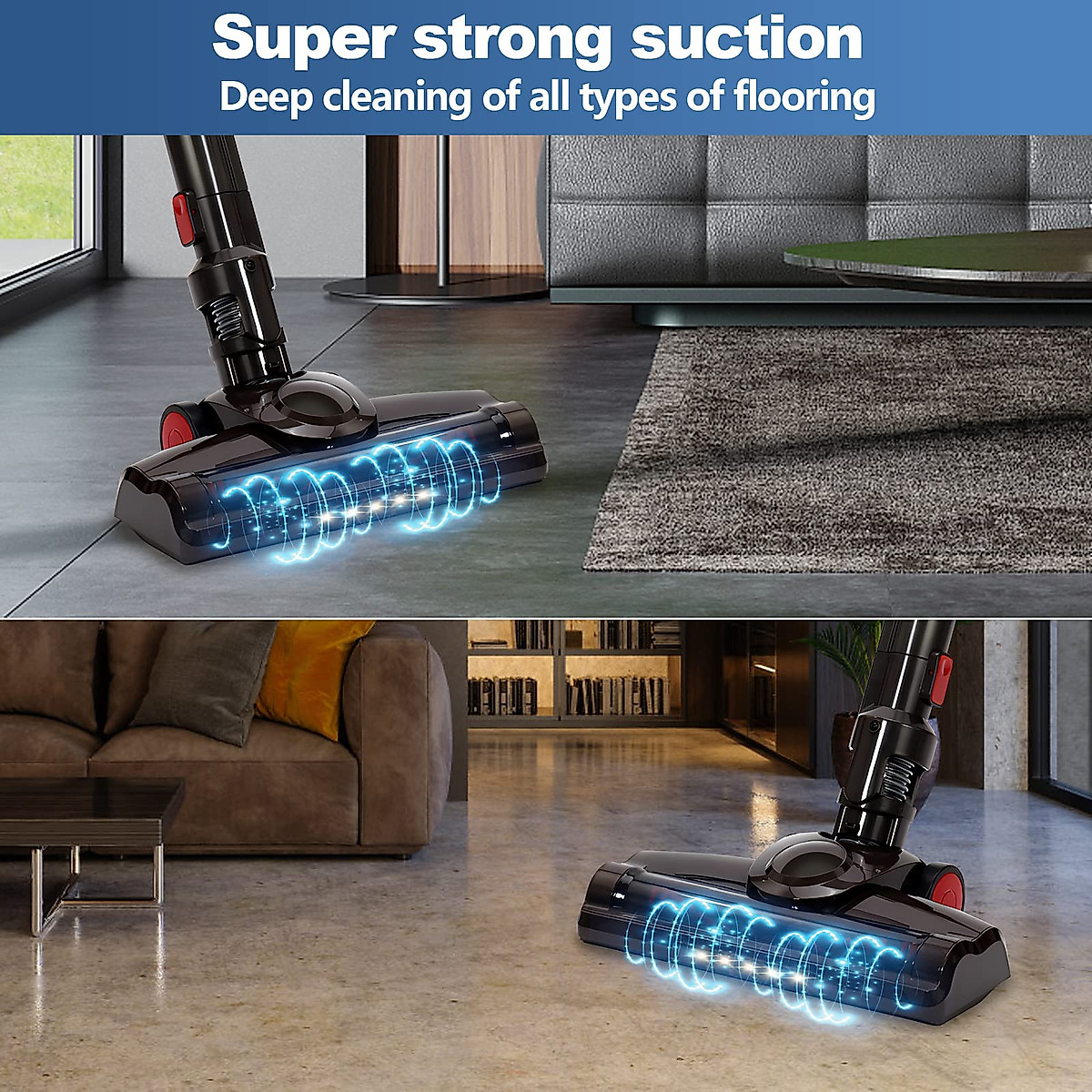 EFUSVAC Cordless Vacuum Cleaner, 35min Runtime, 4-in-1 Rechargeable Vacuum Cordless with 2200mAh Battery, Powerful Handheld Vacuum for Hard Floor Carpet Pet Hair Home