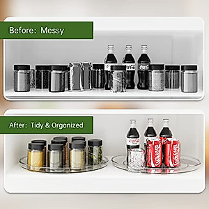URALFA Lazy Susan Organizer for Cabinet 2 Pack, 10.6" Clear Lazy Susan Turntable Rotating Organizer, Plastic Organization and Storage Spinning Spice Rack for Kitchen, Bathroom, Pantry, Fridge, Table