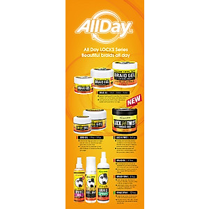 AllDay Locks Edge Gel | Extreme Hold Edge Control Gel | No Flaking, Itching, or Split Ends | Long Lasting Style for Braids, Locks, Twists, Cornrows | 3 oz