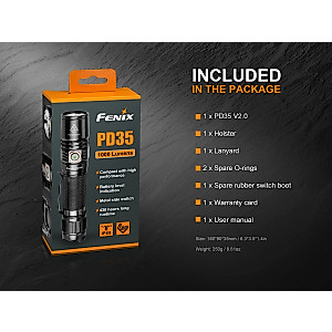 FENIX Unisex PD35 V2.0 Torch, Black,Small