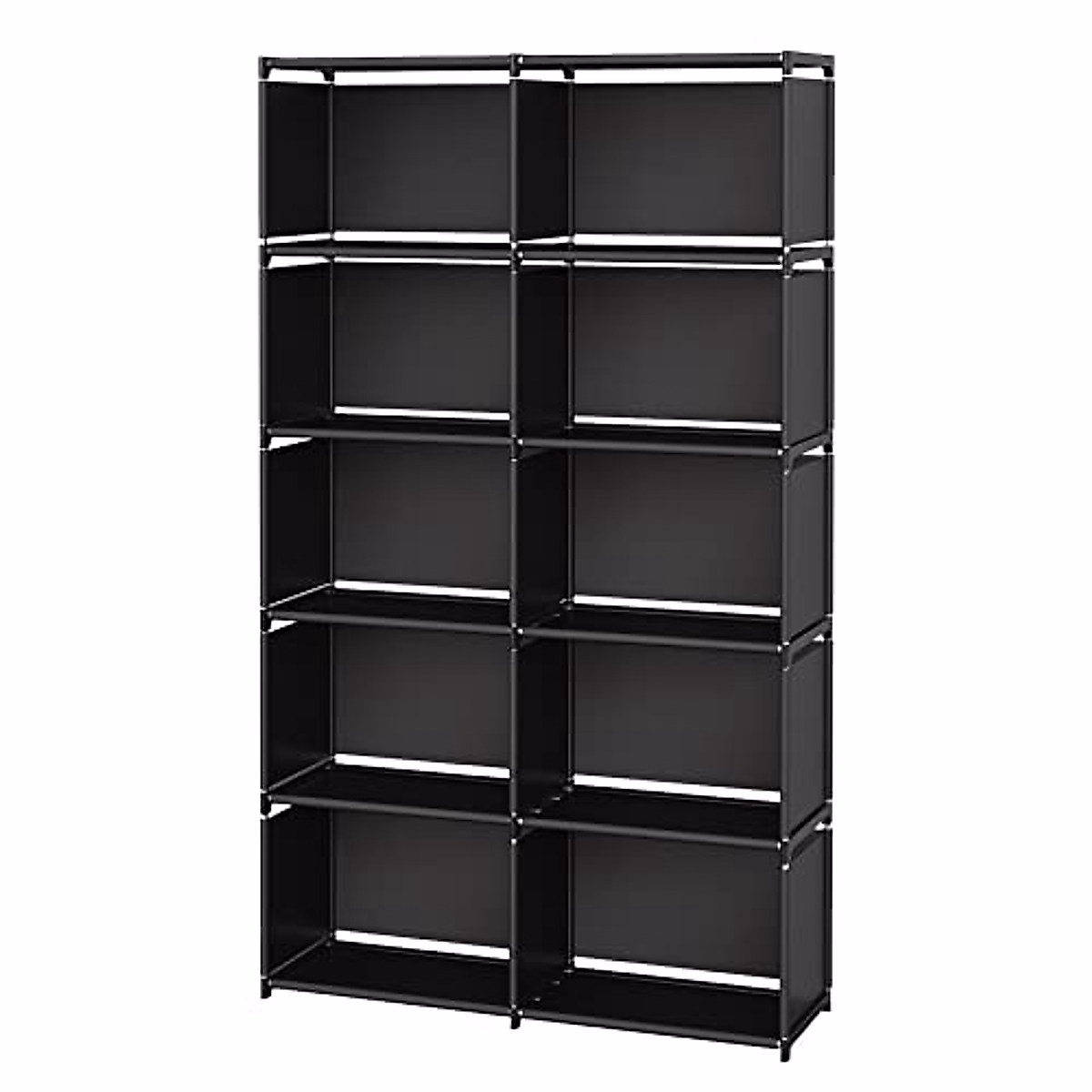 MOYIPIN Bookshelves, Assembled Storage Rack, Bedroom Living Room Vertical Cabinet Bookshelf, Double Row 10-Grid Multi-Functional Storage Equipment (Black)