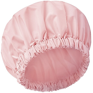 Reusable Shower Cap for Women, Large Waterproof Shower Bonnet Washable Elastic Band Bath Hair Hat for Long Hair, Braids(Pink)