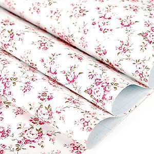 GLOW4U Self Adhesive Floral Shelf Drawer Liner Vinyl Contact Paper for Kitchen Cabinets Dresser Cupboard Pantry Furniture Wall Arts Crafts Decal 17.7 inch by 16 Feet