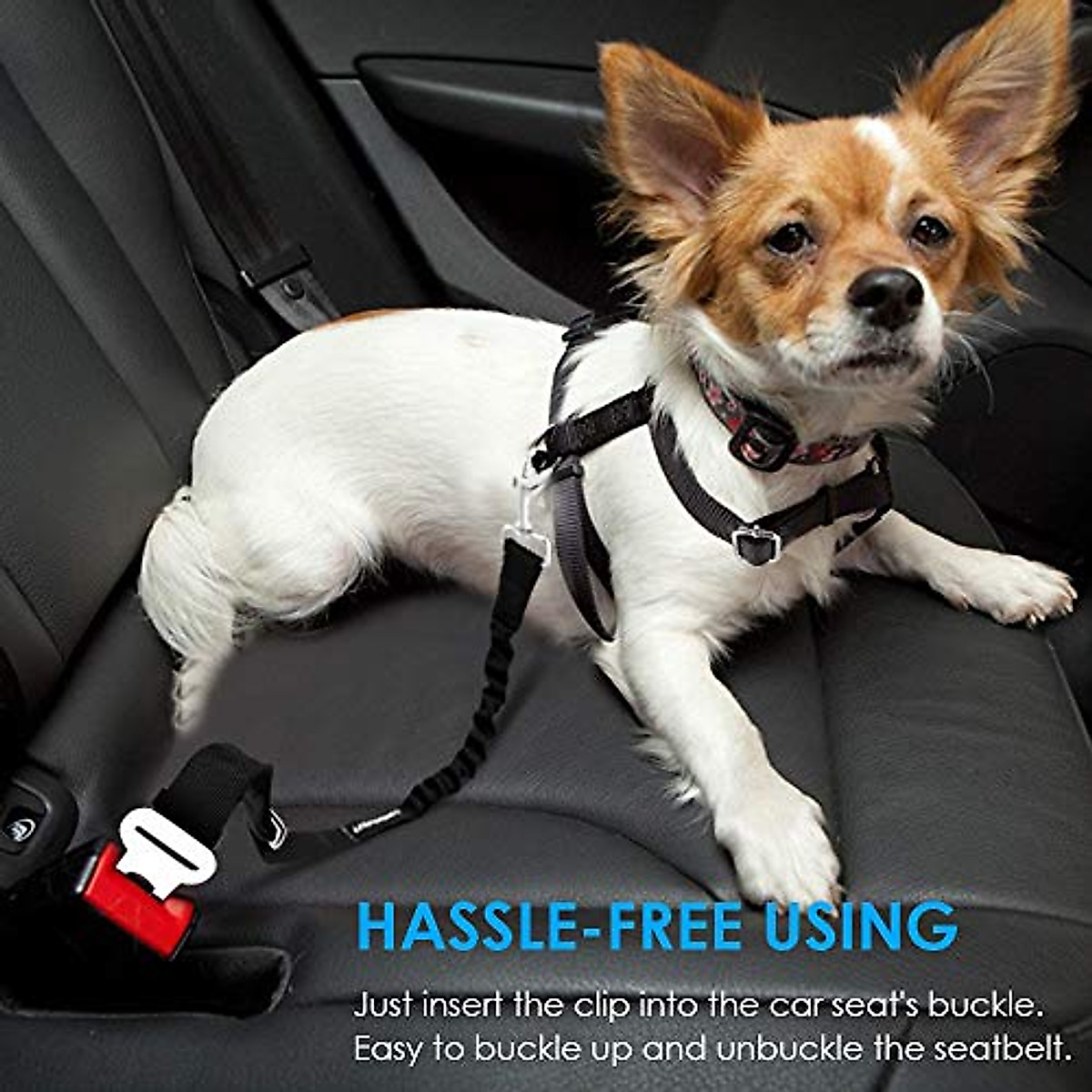 URPOWER Upgraded Dog Seat Belt 2 Pack Dog Car Seatbelts Adjustable Pet Seat Belt for Vehicle Nylon Pet Safety Seat Belts Heavy Duty & Elastic & Durable Car Seat Belt for Dogs, Cats and Pets