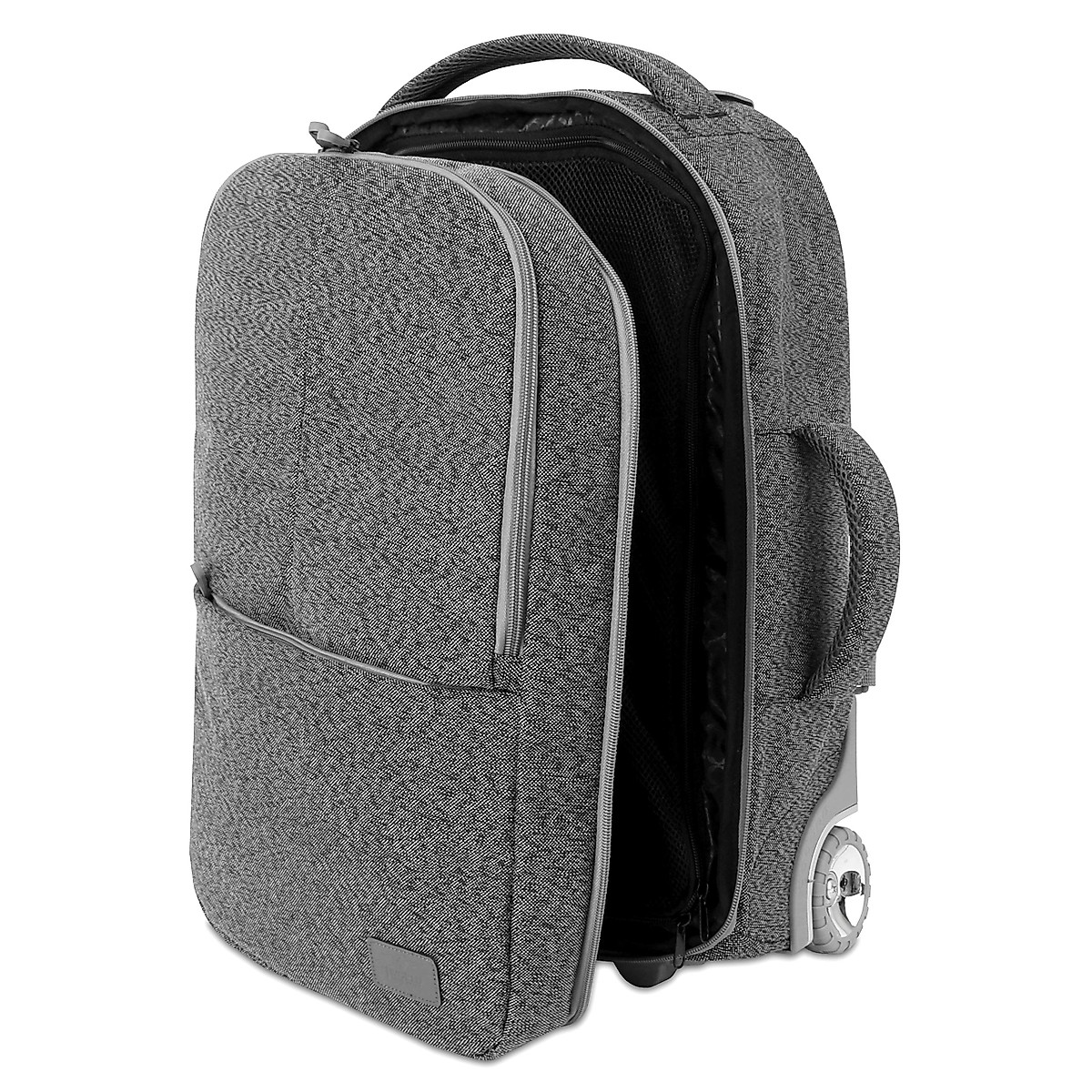 J World New York Rover Carry-On Backpack w/Wheels. Rolling Laptop, Grey, One Size