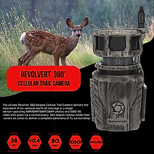 Stealth Cam Revolver 36MP 360 Degree Cellular Trail Camera with 1/4-Inch Threaded Mount Bundle with Economy Trail Camera Holder, 32GB Ultra SDHC Memory Card, and SD USB 2.0 Card Reader (4 Items)