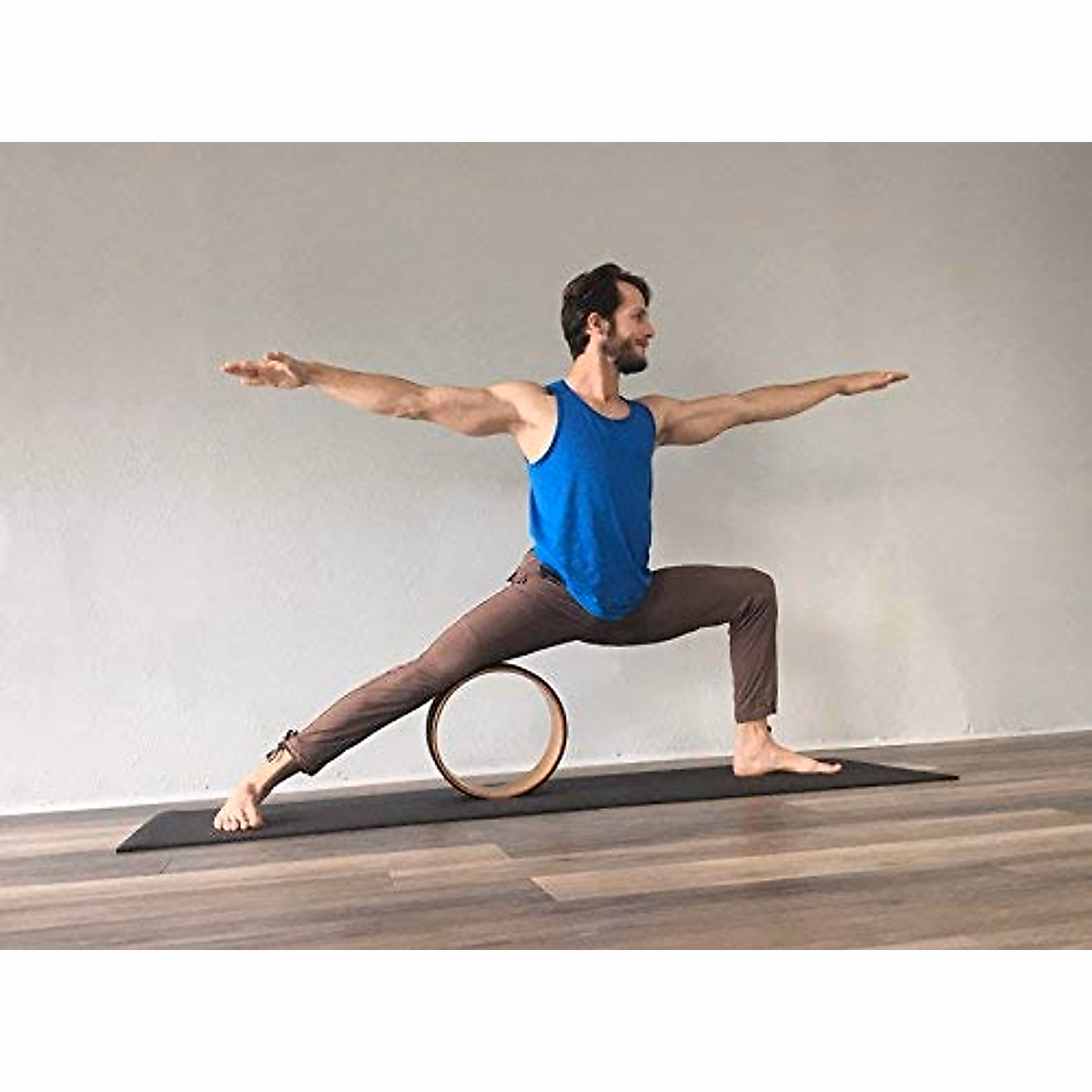 SukhaMat Yoga Wheel - Pro - 12.5" x 5" Yoga Prop Wheel for Deeper Poses, Relieve Back Pain, Stretching, NEW! Online Video Yoga Wheel Instructions & Printed Guide (WoodGrain/Black)