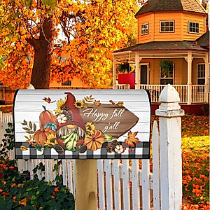 Fall Mailbox Covers Gnome Pumpkin Maple Magnetic Waterproof Post Box Cover Happy Fall Y'all Wraps Post Letter Box Cover Garden Decor Standard Size 18" X 21"in