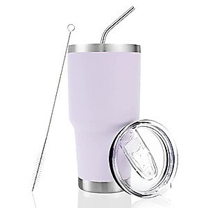 Toopify 30 oz Stainless Steel Insulated Tumbler Travel Mug with Straw Slider Lid, Cleaning Brush, Double Wall Vacuum