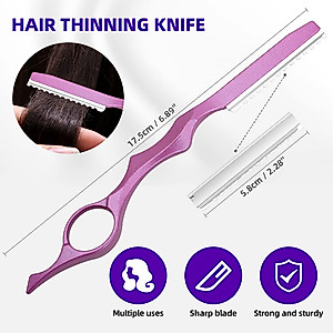 Professional Hair Cutting Scissors Sets Stainless Steel Barber Hairdressing Scissors Multifunctional Salon Thinning Scissors Straight Shears Tools Gifts for Mom Dad Friends (Purple)